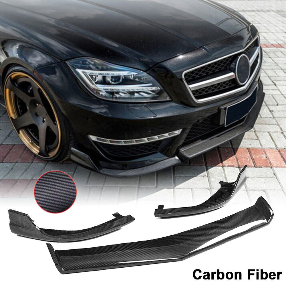 3PCS Carbon Fiber Front Bumper Spoiler Lip For Mercedes Benz W218 2011 ...