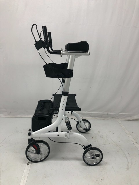 ELENKER 4 Wheel Upright Walker with Seat - Black/White (0696222394708 ...