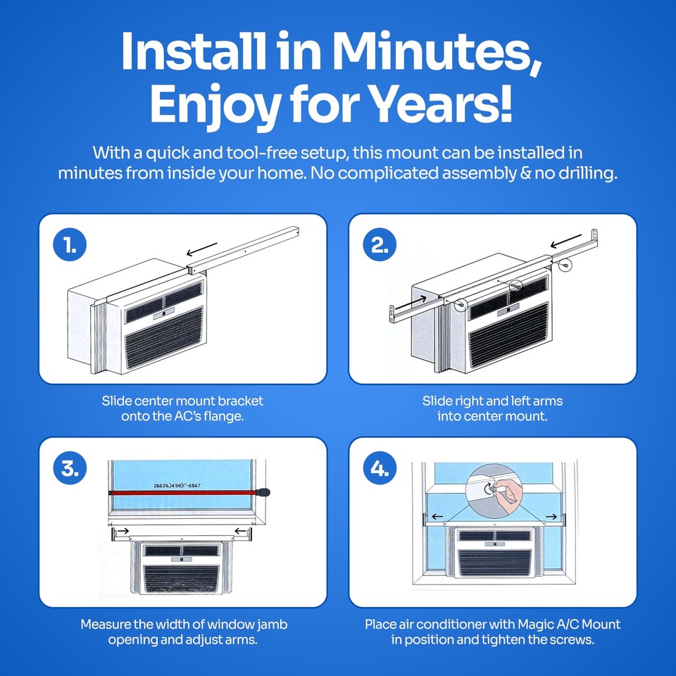 Window AC Bracket - No Tools or Drilling Required - Adjustable Fit (25 ...