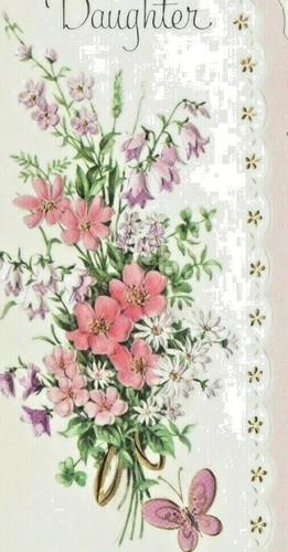 1959 Vintage Beautiful Embossed Birthday Card Flowers Butterfly To Dear ...