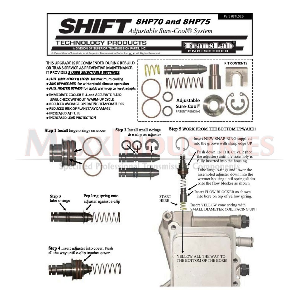 845RFE 8HP70 Transmission Cooler Bypass Valve Kit Sure-Cool® STL025 RAM ...