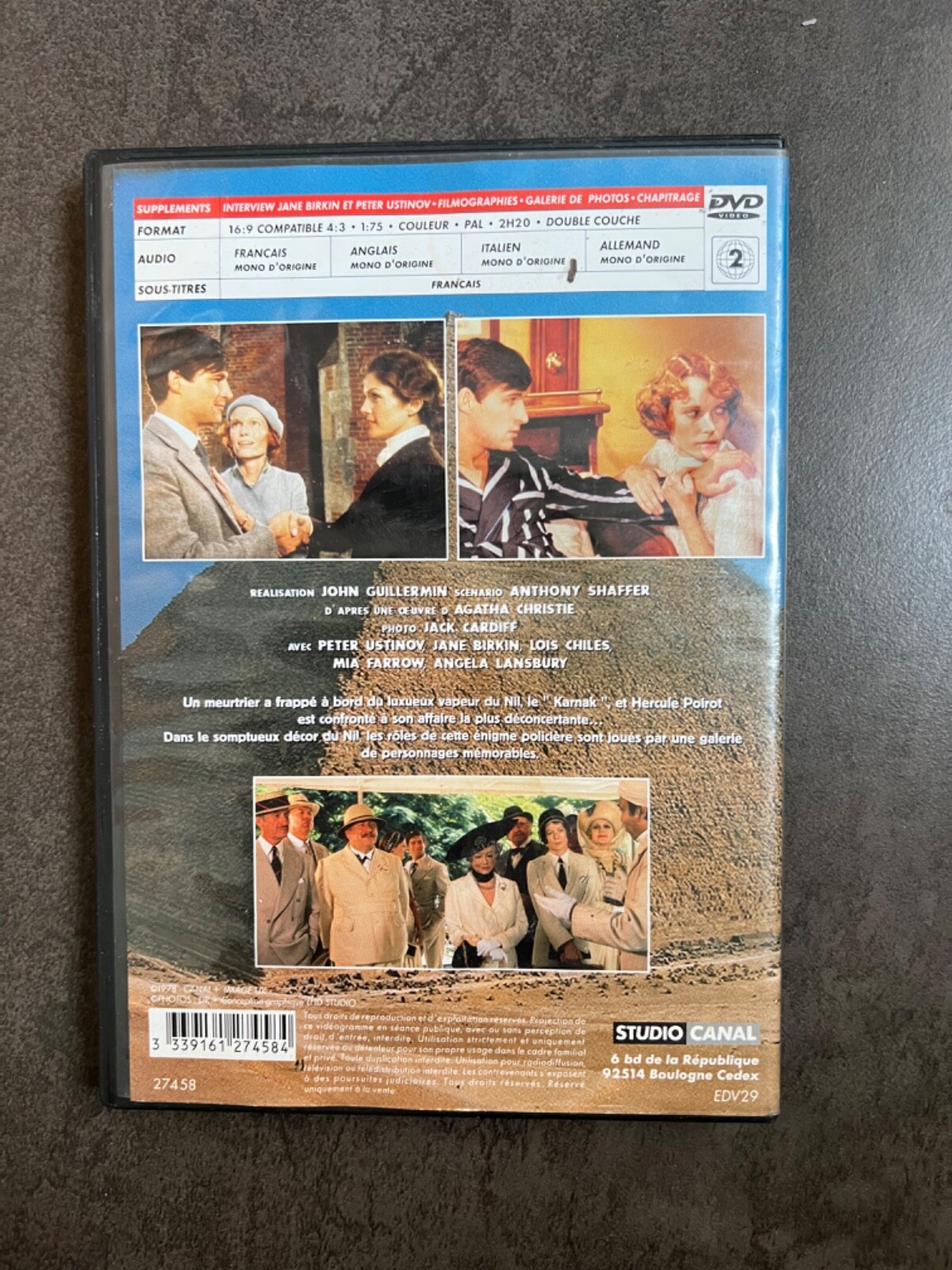 DVD 📀 MORT SUR LE NIL - Peter USTINOV / Jane BIRKIN / David NIVEN / Mia ...