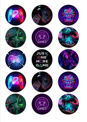 15 Gaming Edible Icing Sheet Cupcake Toppers Cake PRE-CUT | eBay Australia