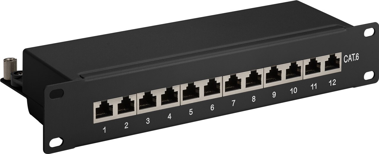 CAT 6 10-Zoll (25,4 cm) Patch Panel, 12 Port STP geschirmt, Schwarz ...