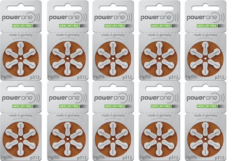 30 X varta Hearing Aid Batteries Type 312 Power One 5 X 6er Blister ...