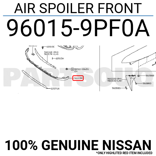 960159PF0A Genuine Nissan AIR SPOILER FRONT 96015-9PF0A | eBay