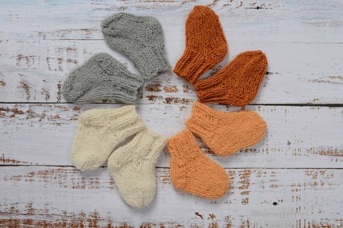 Unique handmade newborn, baby socks sheep wool organic knitted socks ...