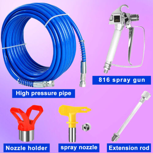 50FT 1/4" AIRLESS PAINT SPRAY HOSE KIT SWIVEL JOINT 3600 PSI Flexible ...