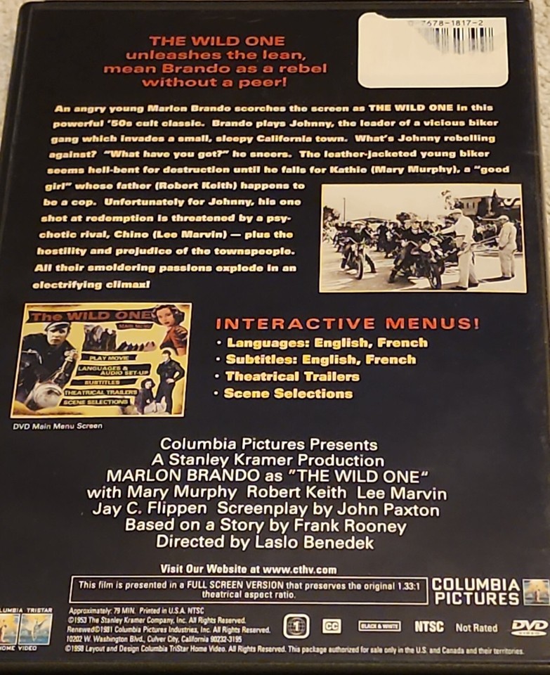 The Wild One DVD Remastered Version Marlon Brando Rare oop 43396062399 ...