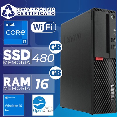 Pc Computer Desktop Fisso Ricondizionato i7 Ram 16GB SSD 480GB Windows ...