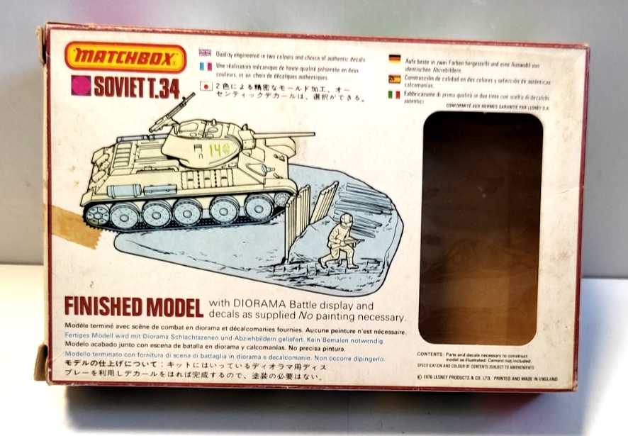 MATCHBOX USATO 1:76 KIT CARRO ARMATO SOVIET T.34 / 76C CON DIORAMA PK ...