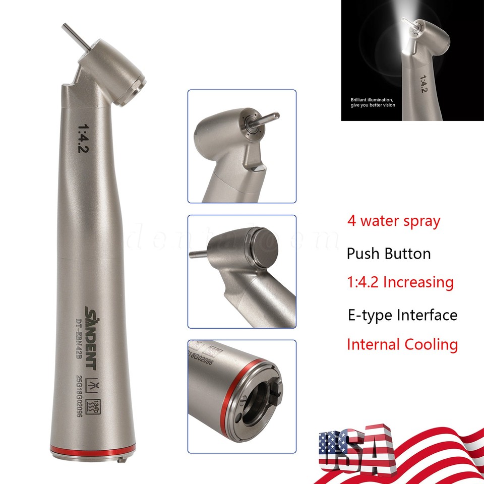 Dental 45° Surgical Contra Angle LED Fiber Optic 1:4.2 Increasing ...