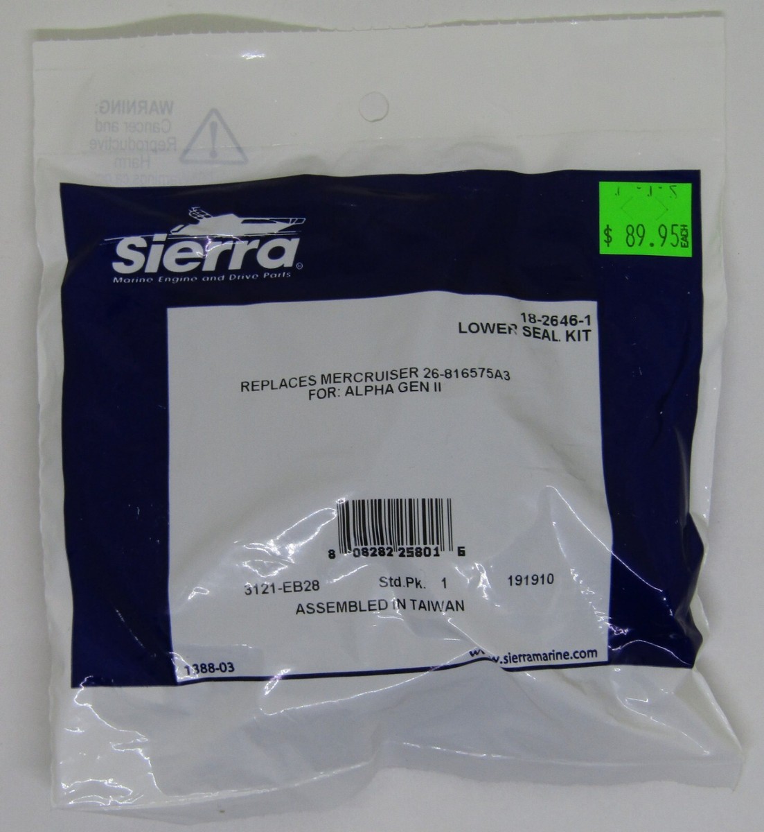 Mercury Lower Unit Seal Kit Sierra 18-2646-1 MerCruiser Alpha One Gen ...