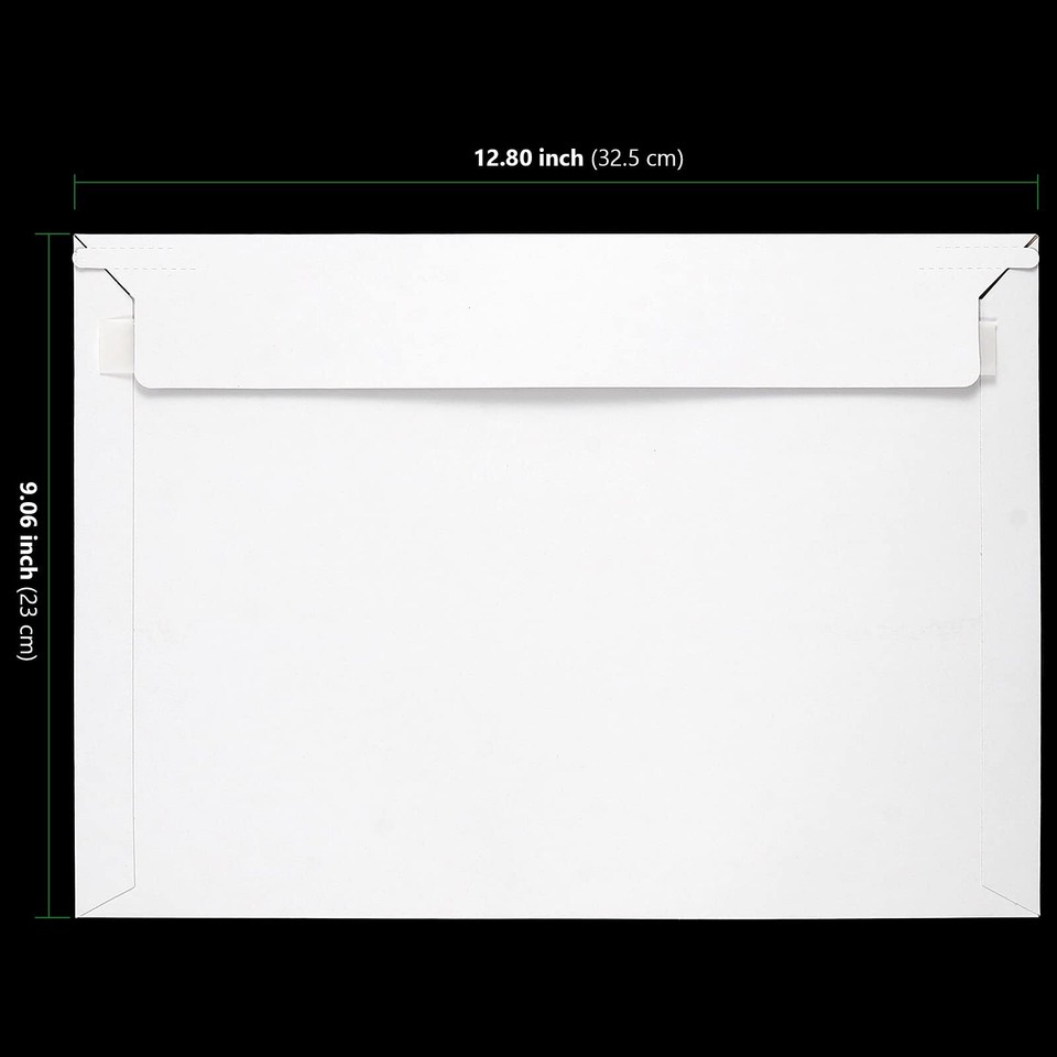 100 Pack 12.7 x 9 Inches Stay Flat Mailers, White Cardboard Envelopes ...