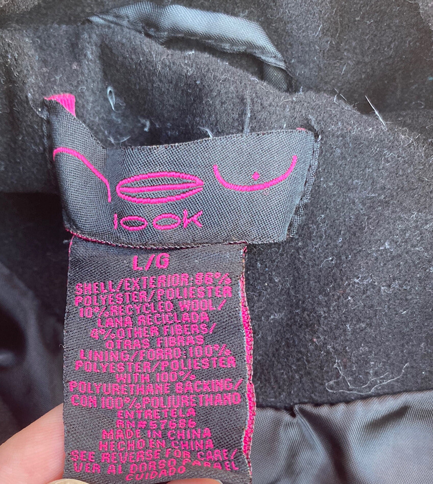 Neu Look Peacoat Black Wool Blend Buttons Womens Size Large | eBay