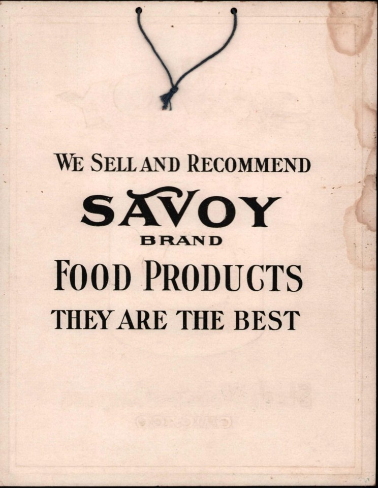 c1920 Embossed Grocery Store Sign Savoy Peaches Steele Wedeles Company ...