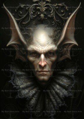 GOTHIC VAMPIRE PORTRAIT ART PRINT, Dark Fantasy Wall Decor Baroque ...