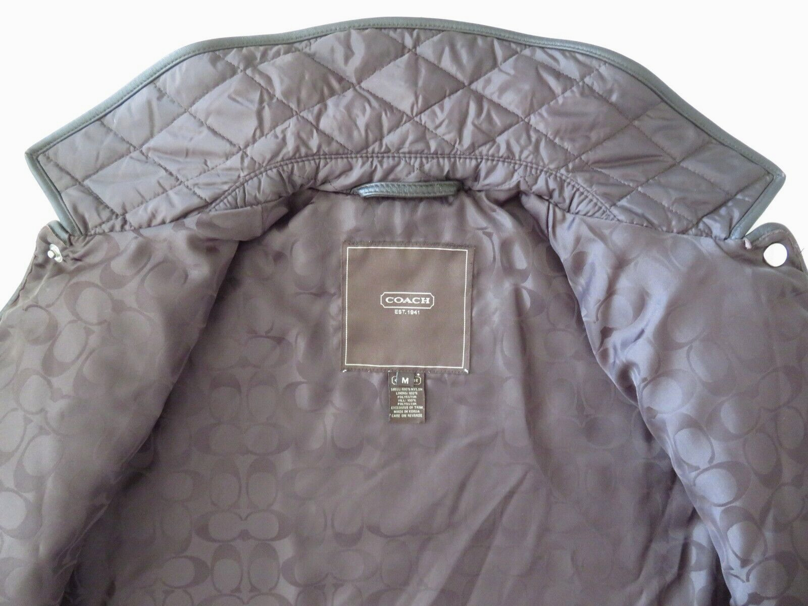 Coach ~Brown Quilted Nylon Jacket Lightweight Signatu… - Gem