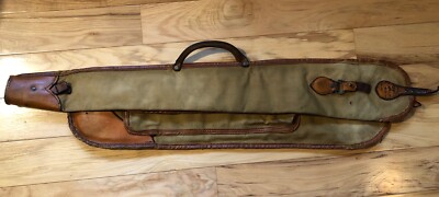 Vintage Red Head Canvas Break Down Gun Case Leather Trim Shotgun/rifle ...
