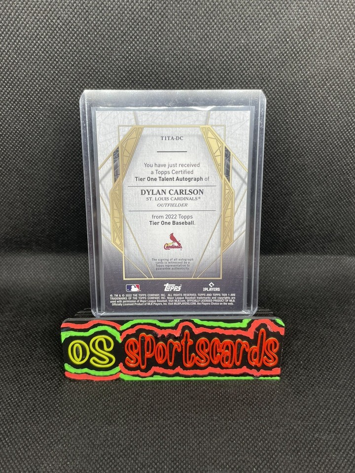 2022 Topps Tier One Dylan Carlson Tier One Talent #T1TA-DC Auto /299 | eBay