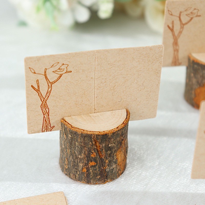 4 pcs NATURAL WOODEN Placecard Holders Favors Wedding Party Decorations ...