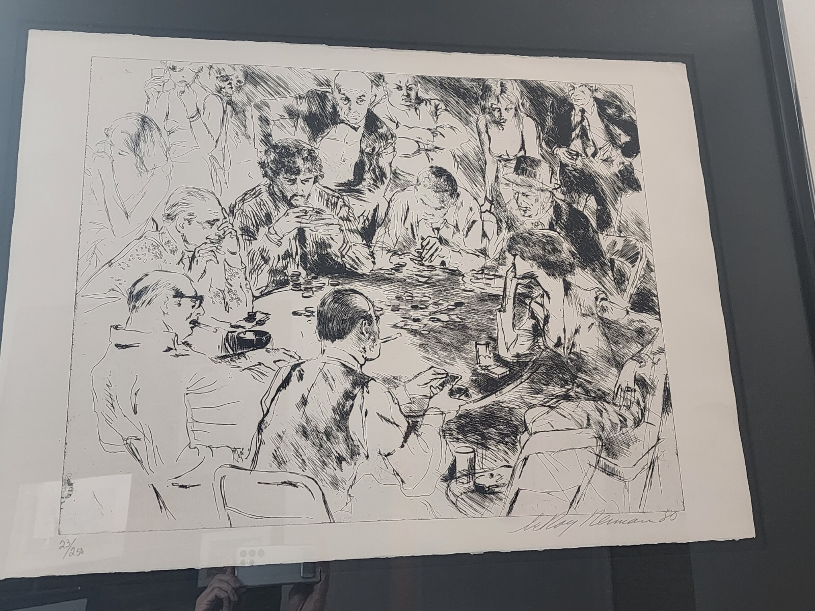 LEROY NEIMAN "STUD POKER" ORIGINAL ETCHING 1980 /250 HAND SIGNED W/COA ...