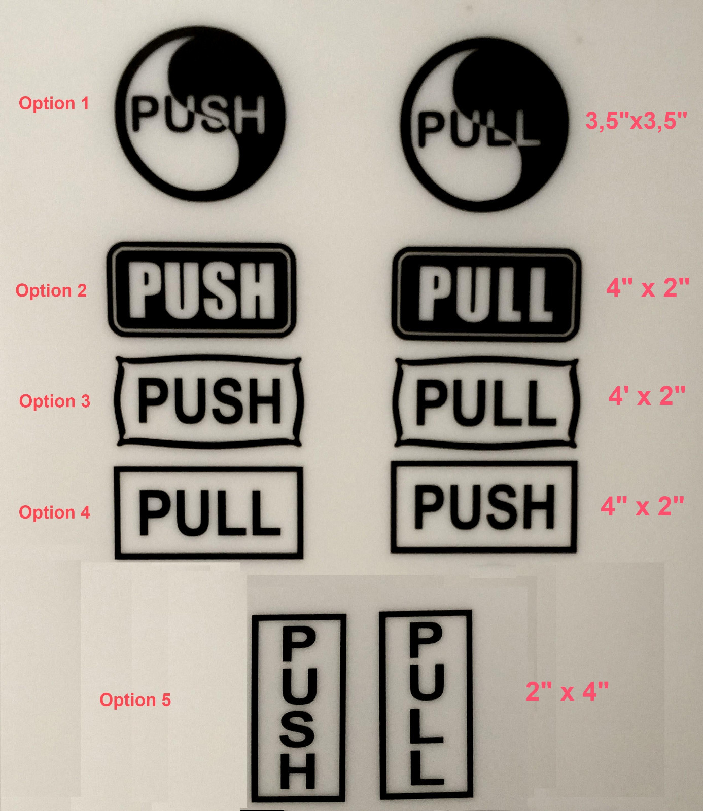 Set of PUSH & PULL business door vinyl sticker, decal. Many colors ...