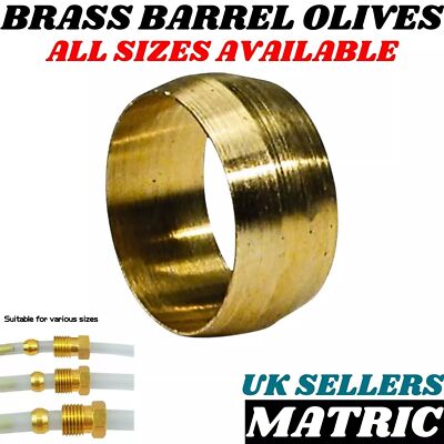 Brass Barrel Olives Metric (4mm - 12mm) Copper Pipe Plumbing ...