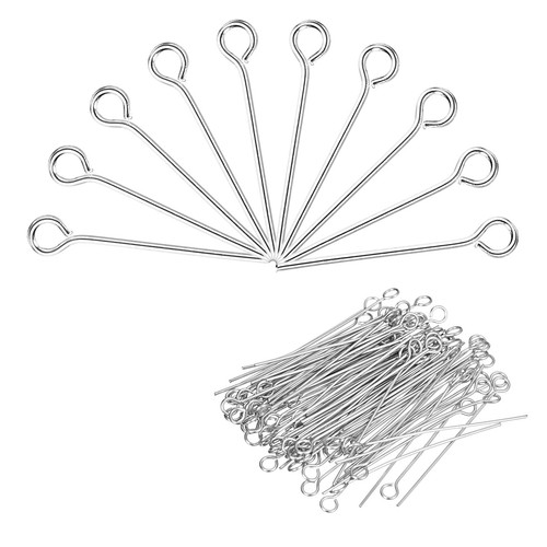 200Pcs Eye Pins Jewelry Findings Eye Pins 18mm Iron Eye Pins Silver ...