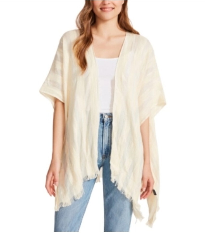 Steve Madden Women's Slub Striped Ruana - Off White - One Size | eBay