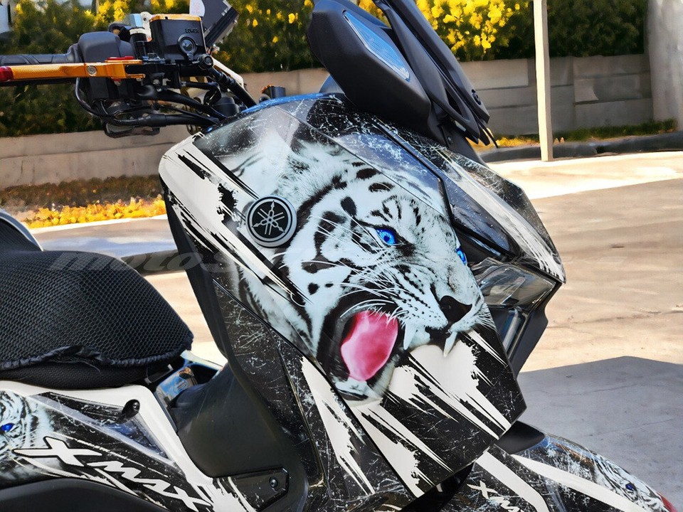 XMAX 125 250 300 400 motorcycle stickers decals Tiger White graphics ...