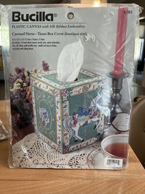 Bucilla Kit Tissue Box Cover. CAROUSEL HORSE - TISSUE BOX COVER | eBay