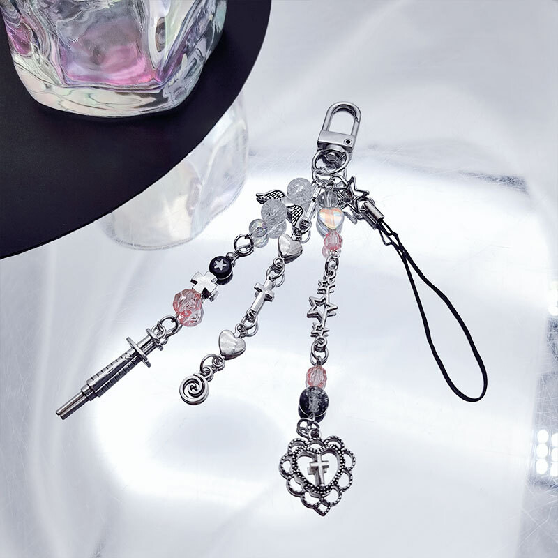 Bow Tie Phone Chain Cross Bead Charm Hanging Rope Camera Lanyard Strap ...