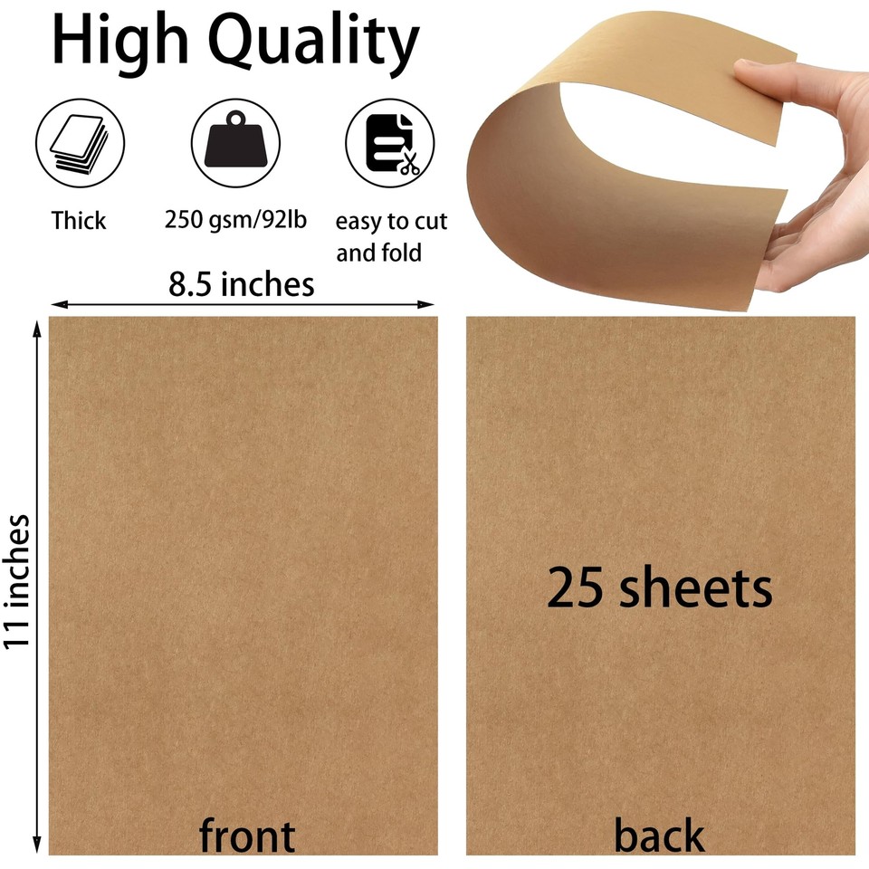 25 Sheets Brown Cardstock Paper 8.5'' x 11'' 250gsm/92lb Thick Paper ...