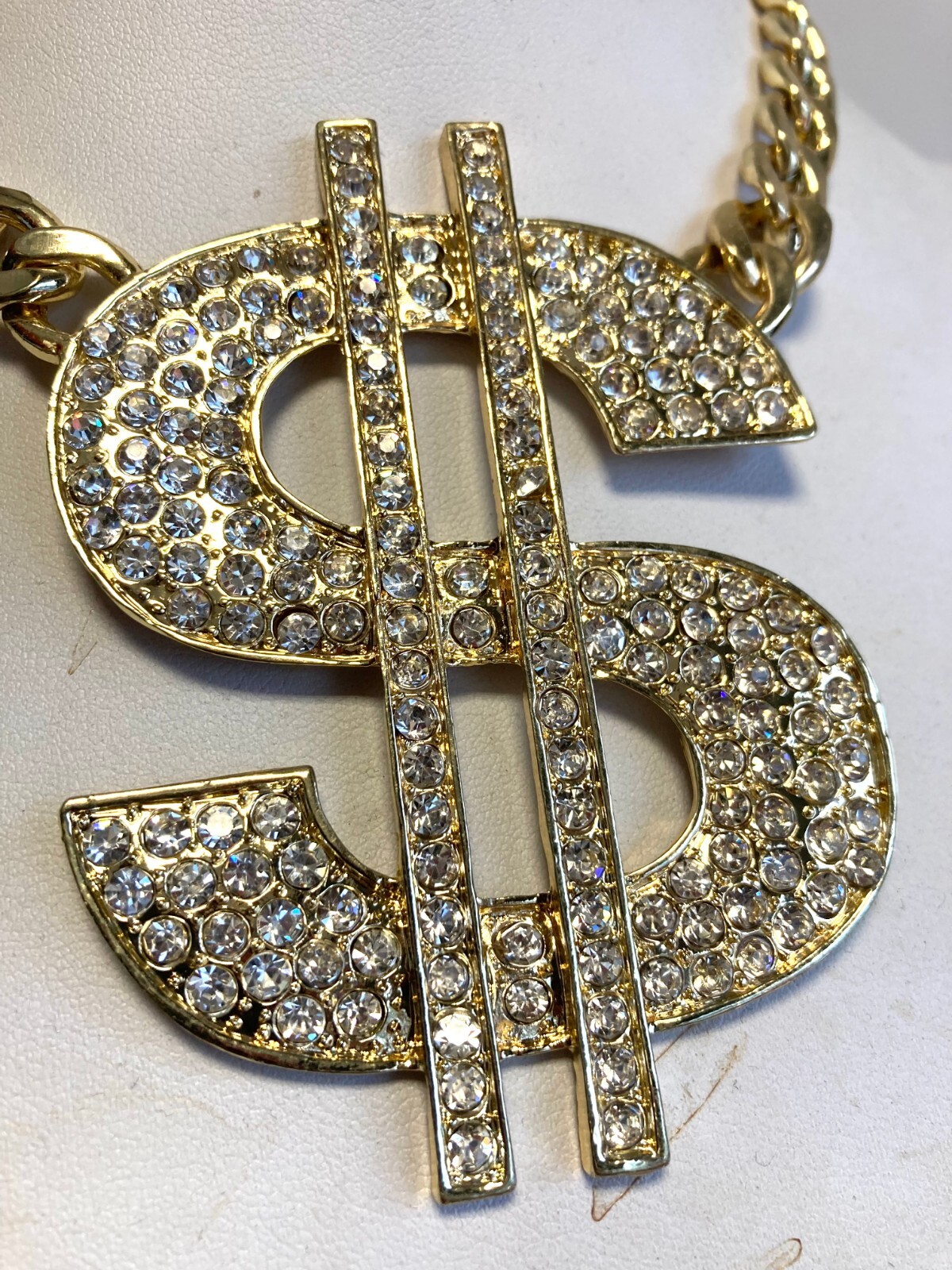 ICED OUT DOLLAR Sign Necklace Hip Hop Gold Chunky Metal Bling Gangster ...