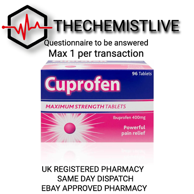 Cuprofen Maximum Strength Tablets 96 Tablets 400mg | eBay