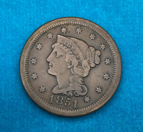 1851 One Cent Coin, Braided Large Cent | eBay