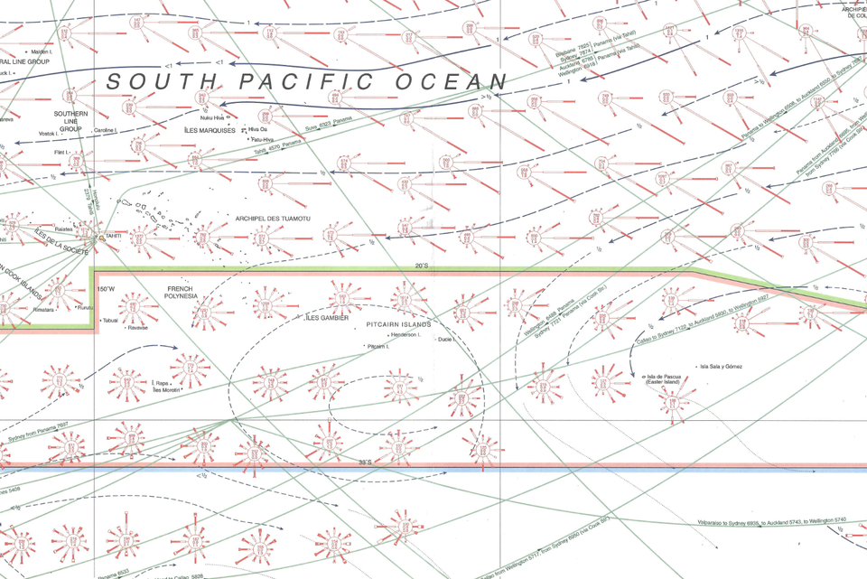 Admiralty 5128 (8) ROUTEING CHART SOUTH PACIFIC OCEAN AUGUST MAP CHART ...