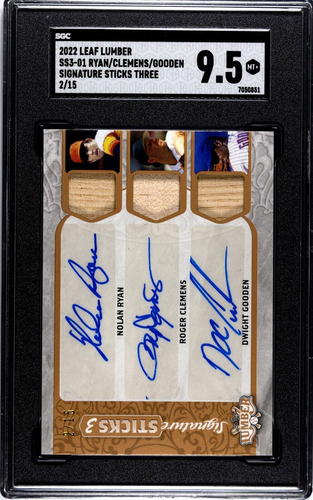 2022 Leaf Lumber Nolan Ryan Roger Clemens Gooden GAME USED BAT /15 AUTO ...