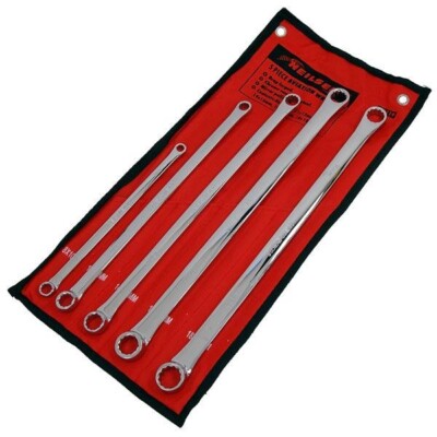 5 Piece Pro Extra Long Flat Ring Spanner Long Reach Spanners Wrench 8mm ...