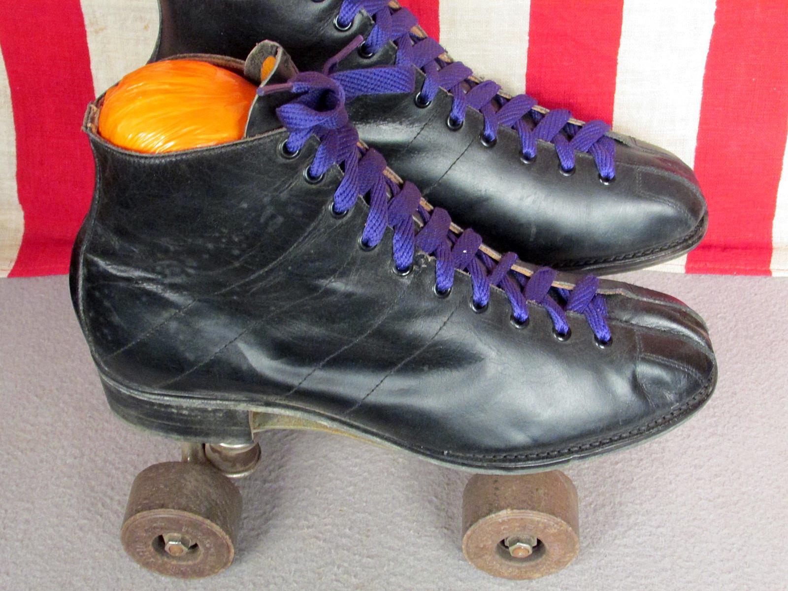 Vintage Gil Ash Black Leather Roller Skates Chicago Baseplates/Wheels ...