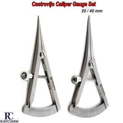 Castroviejo Straight Caliper 20mm & 40mm Measuring Gauge Dental ...