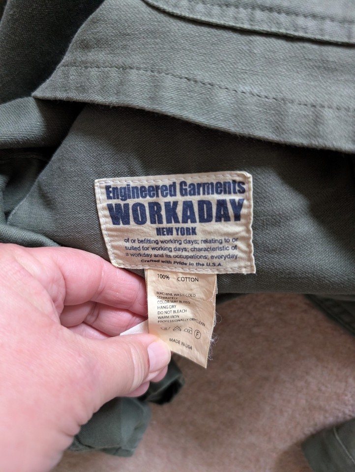 RRP £295 Engineered Garments Workaday Utility Chore Jacket Olive Green ...