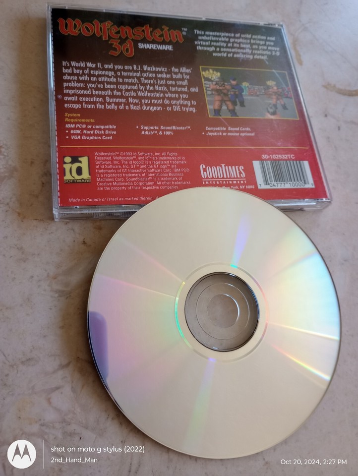 1995 ID SOFTWARE GOODTIMES 1995 WOLFENSTEIN 3D SHAREWARE PC DISC GAME ...
