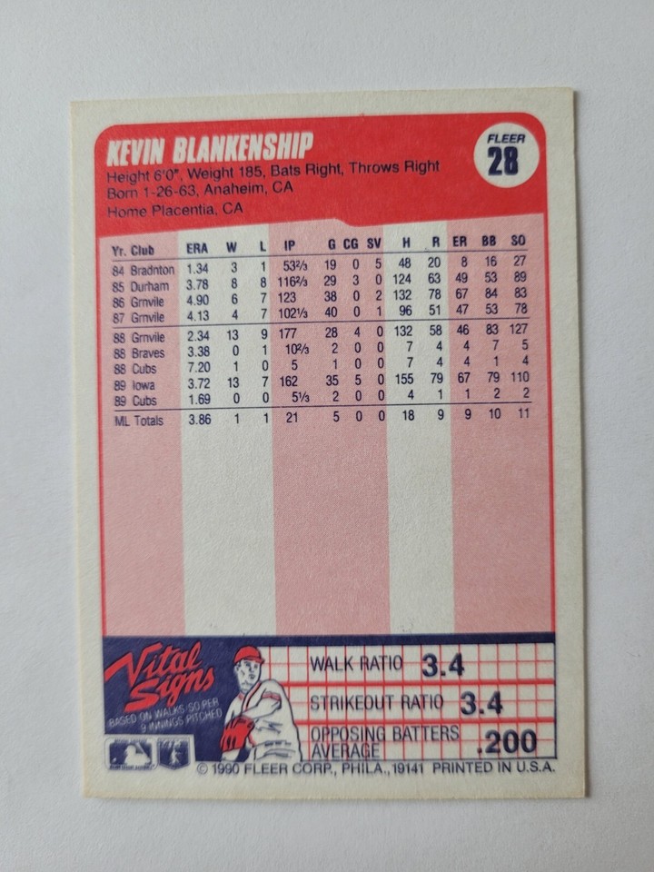 1990 Fleer Baseball #28 Kevin Blankenship | eBay