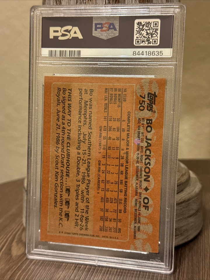 1988 Topps #750 Bo Jackson Error Card PSA 10 Grade Mint! ⚾️ OFFERS ...