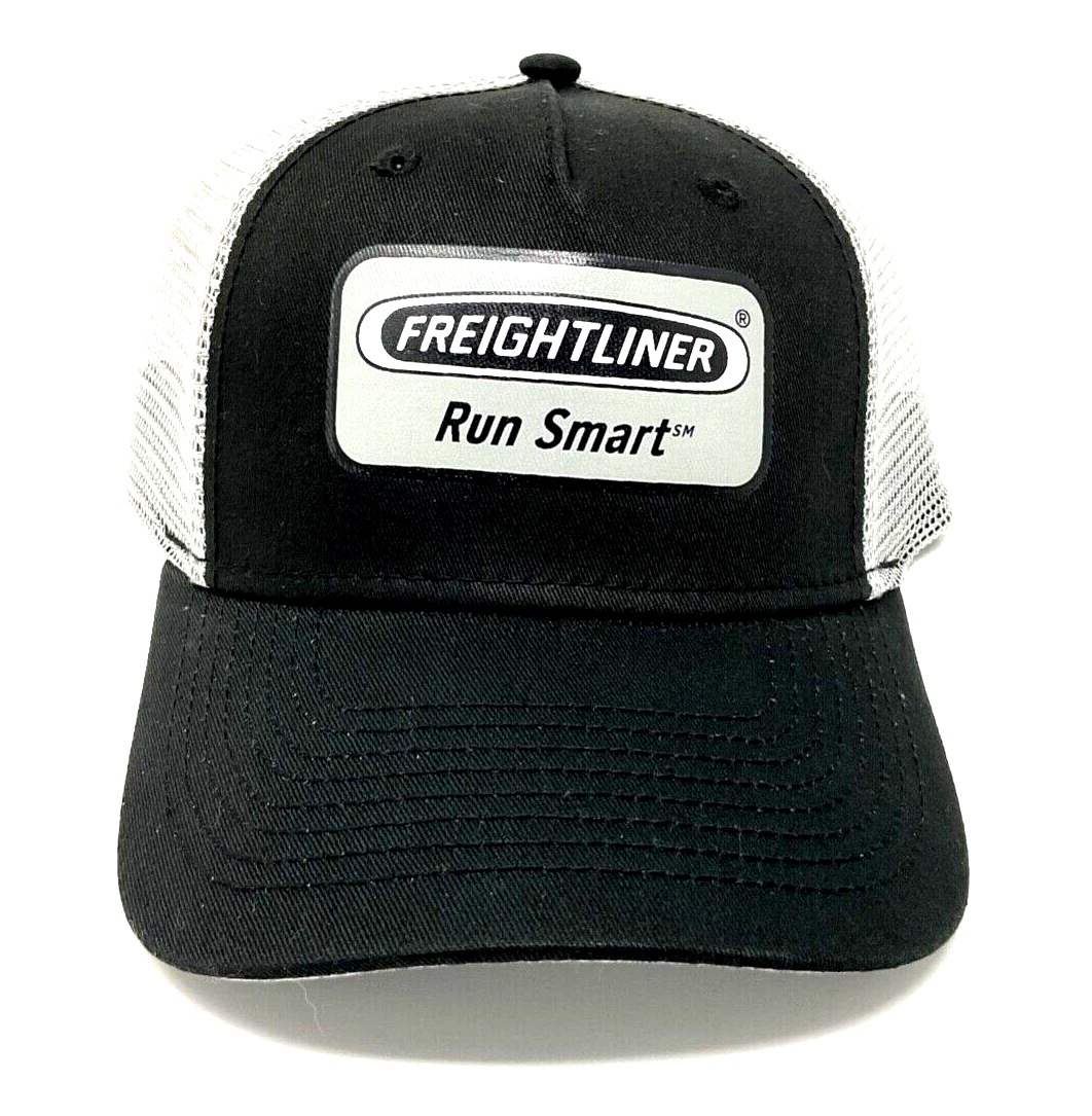 FREIGHTLINER RUN SMART BLACK GREY MESH TRUCKER CURVED BILL SNAPBACK HAT ...