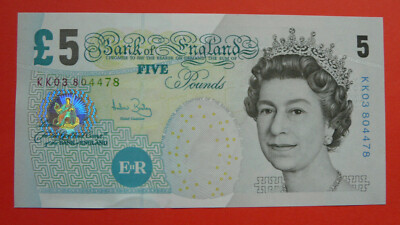 BANK OF ENGLAND - Elizabeth Fry £5 NOTE Signed BAILEY 2004 UNCIRCULATED ...