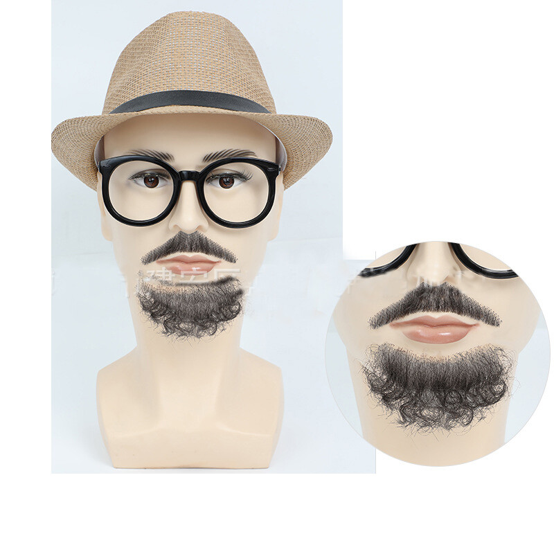 Hand Made Swiss Lace Mustache Human Hair Mustache Long Beard for Men's ...