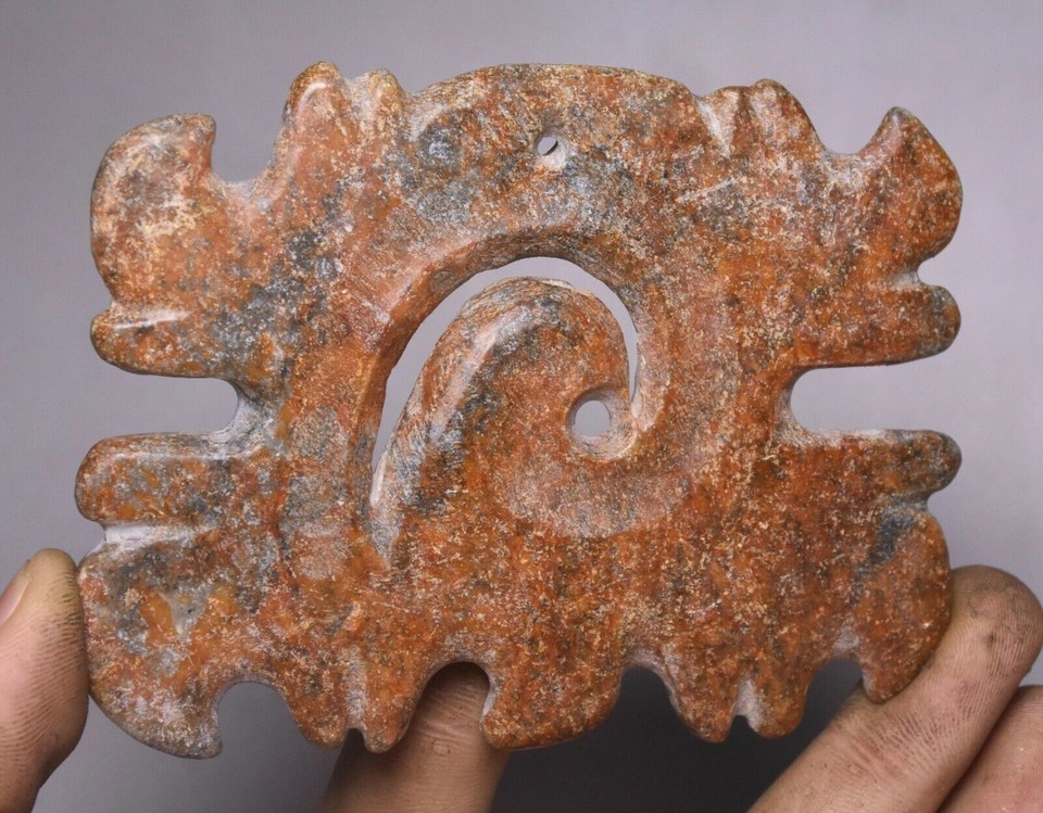 10CM China Hongshan Culture Old Jade Carved Fengshui Gou Yun Pei Yu Bi ...